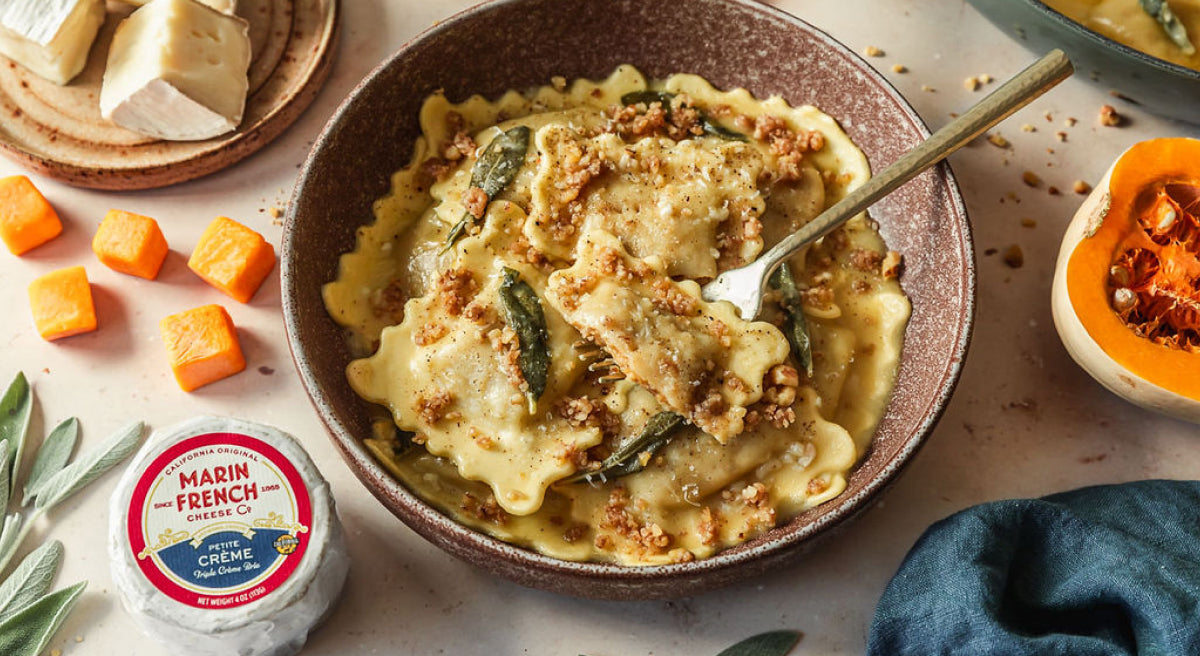 Butternut Squash Ravioli with Petite Triple Crème Brie Sauce – Marin ...